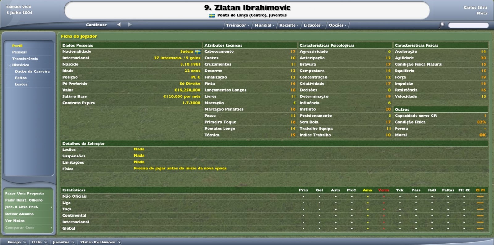 FOOTBALL MANAGER: As variações dos atributos ao longo dos anos - ZLATAN ...