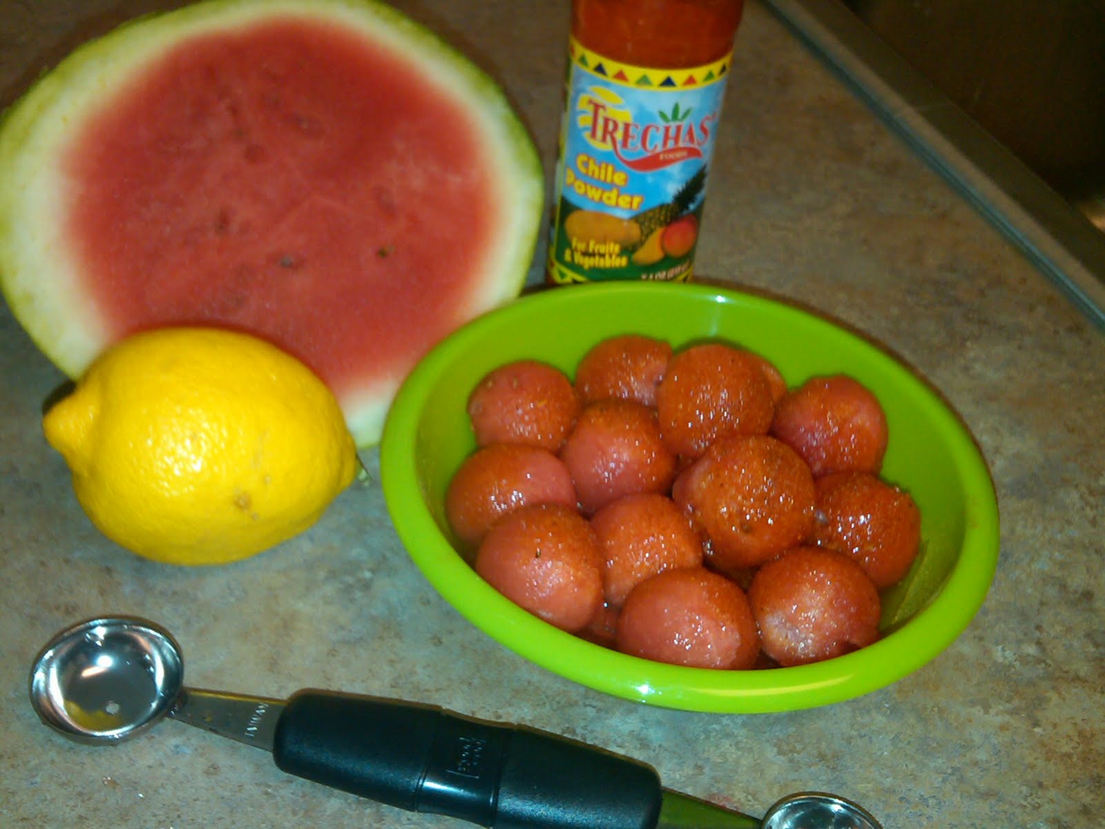 SCCASTANEDA: Watermelon Chile Balls - I dont know what else to call them