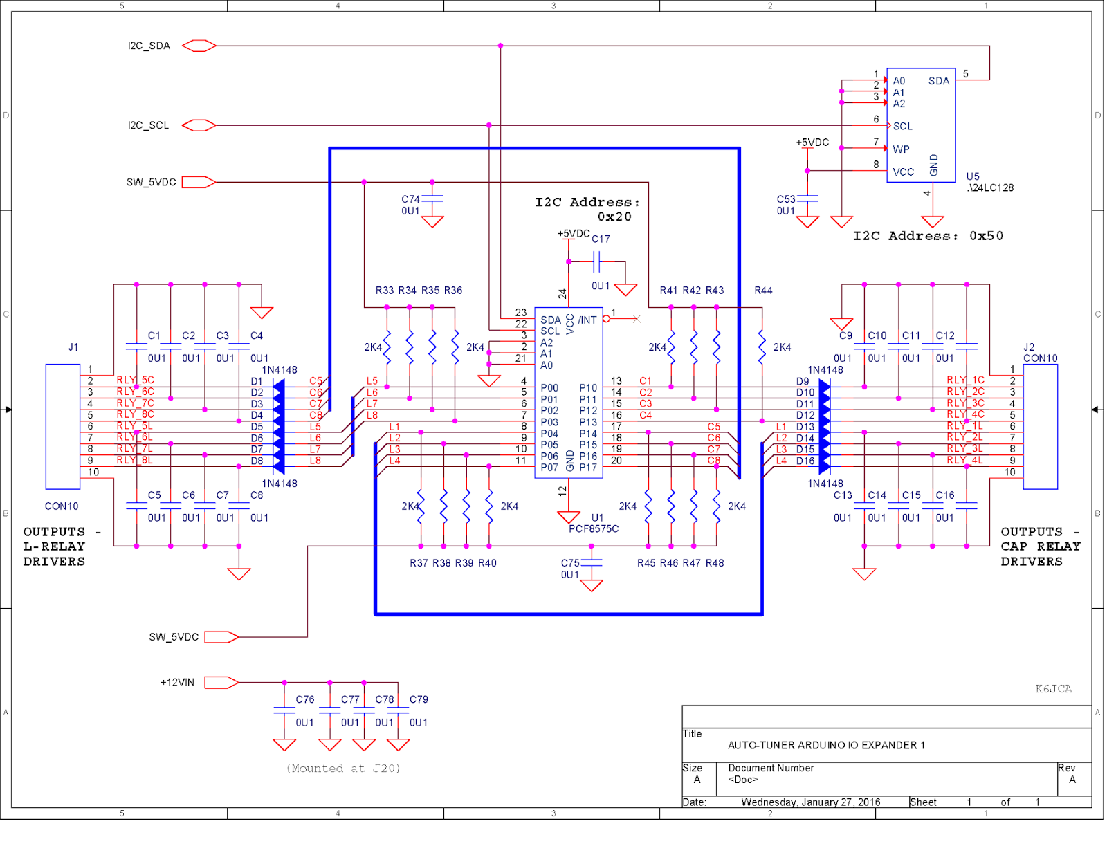 K6JCA: Antenna Auto-Tuner Design, Part 10: The Final Schematics