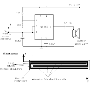 Rain Detector Alarm - Electronic Schematic Diagram