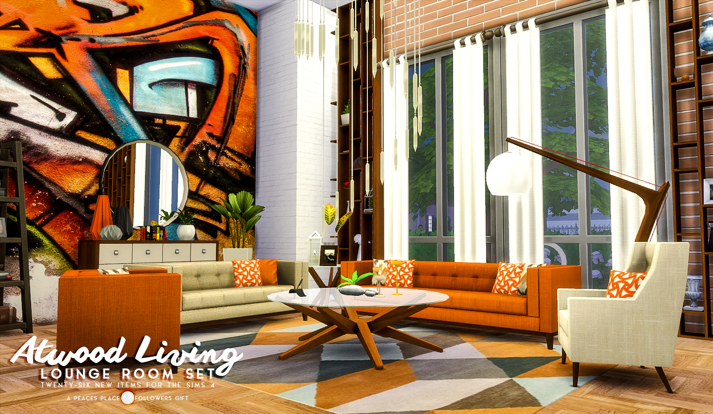 Simsational Designs: UPDATED: Atwood Living - Lounge Room Set for TS4