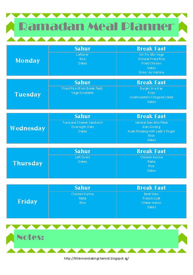littlemom-bakingchemist: Ramadan Meal Planner