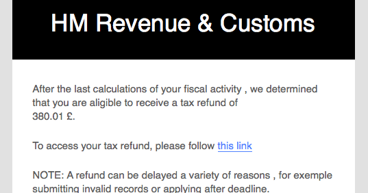 Automated Tax Refund Notification (HMRC Phishing) | Scam