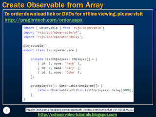 Sql server, .net and c# video tutorial: Create observable from array - Slides