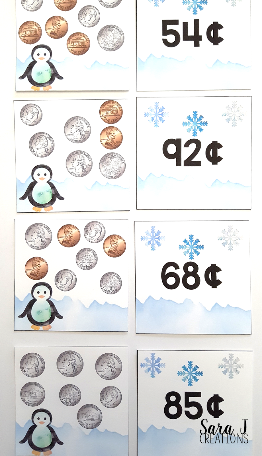 Winter Money Match Game | Sara J Creations