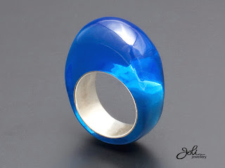 Joli-Design: Resin and silver ring, bague résine et argent