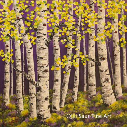 Aspen Tree Paintings: Aspen Tree Painting by Jill Saur