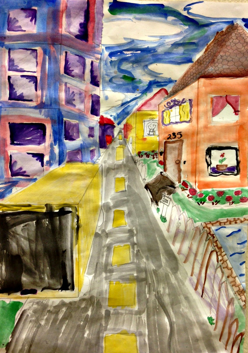 Falcon Art Room: One Point Perspective Water Color Paintings