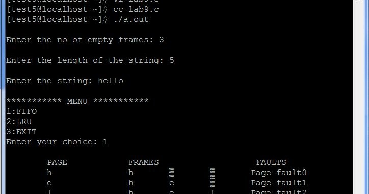 VTU CSE LABS: SS 9 - C - PAGE REPLACEMENT ALGORITHMS LRU AND FIFO