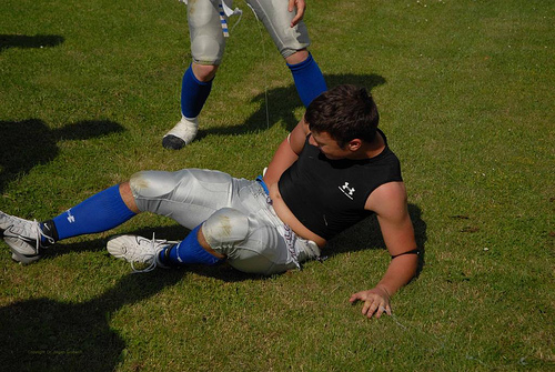 Under Armour Pics: Football Player Falls Down