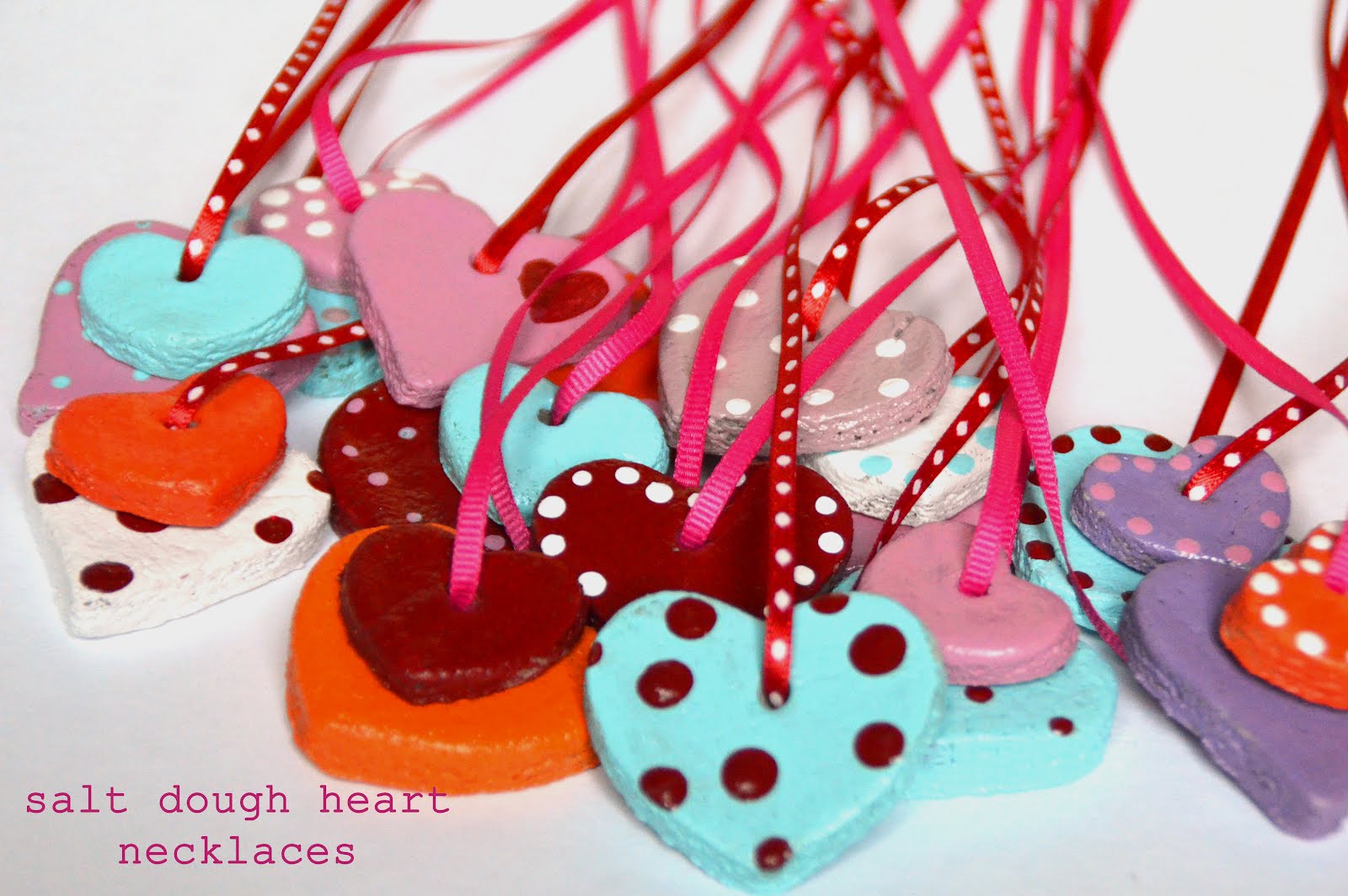 amazing mae: salt dough valentine heart necklaces