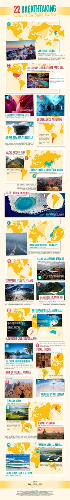 Crazy Infographics: 22 Most Breathtaking Views in the World (Infographic)