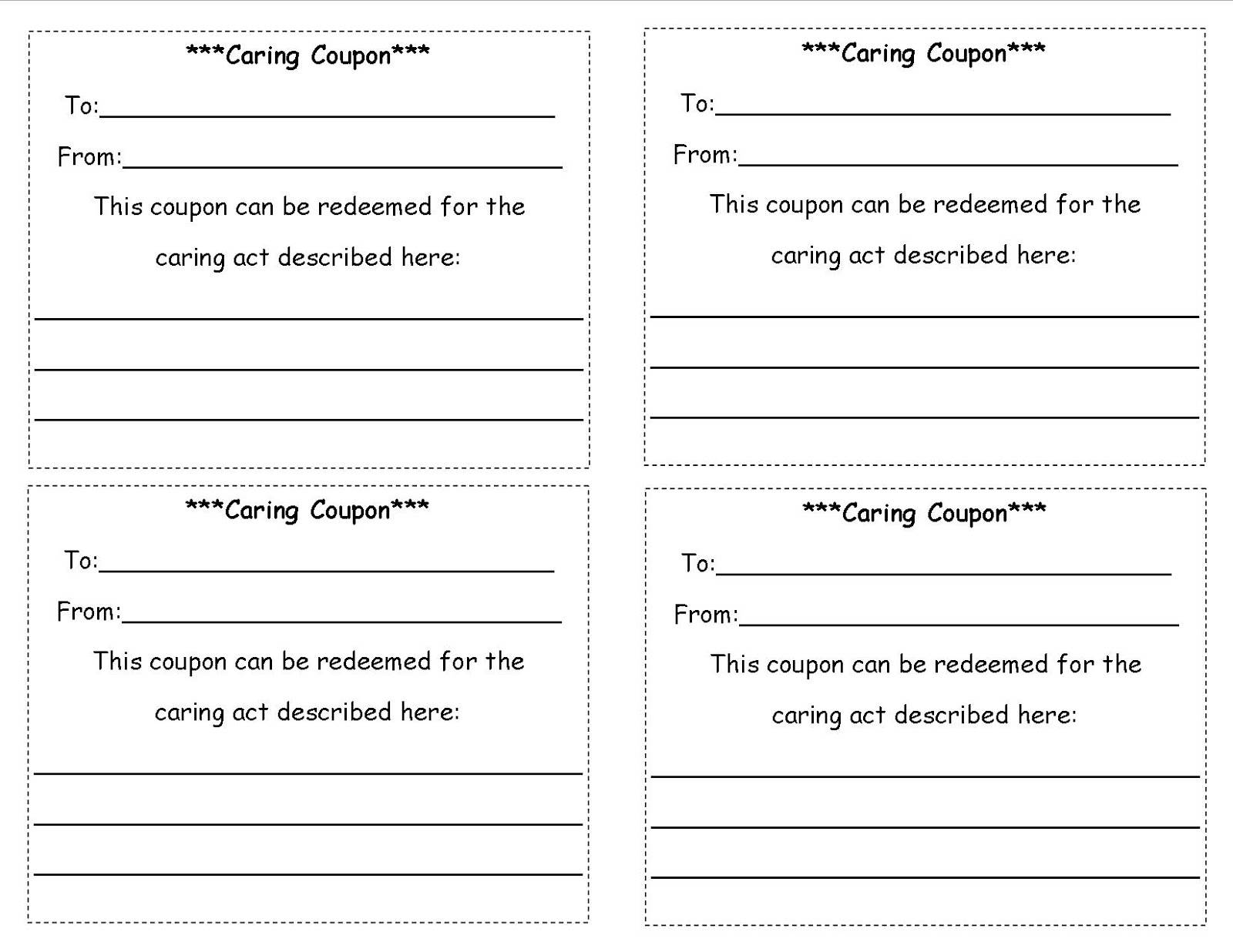 Activities for Children and Teens: Caring Coupons