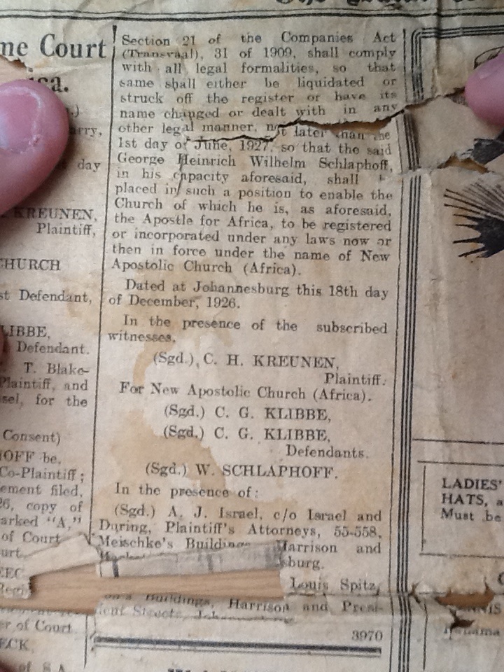 Old Apostolic Church Revealed History Court Case In Newspaper 28 1 1927