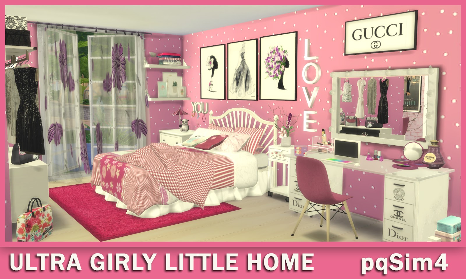 Ultra Girly Little Home. Sims 4 Speed Build.