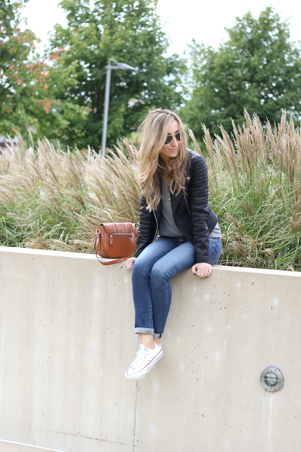 moto jacket + converse ~ Lilly Style