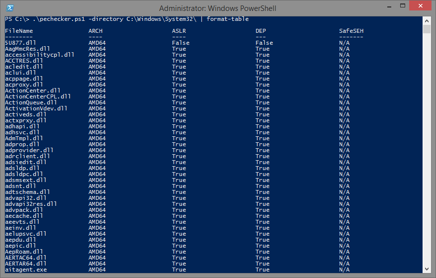 Verificar ASLR, DEP y SafeSEH con Powershell