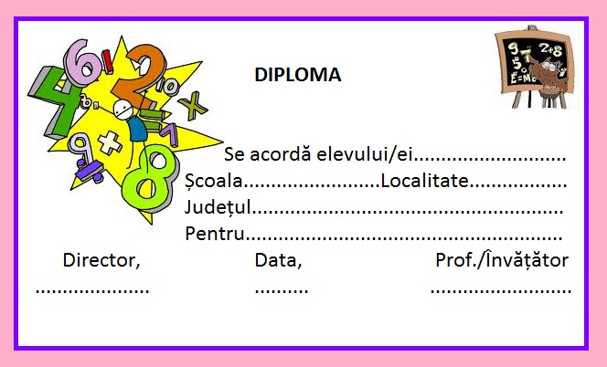 Lumea lui Scolarel...: Diplomă pentru concursurile de matematică