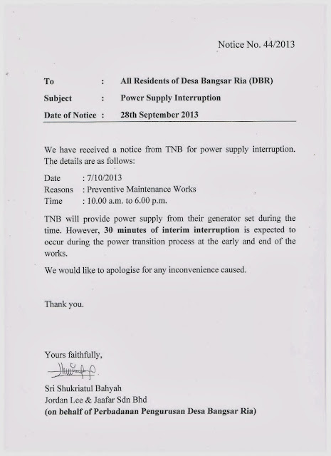 desa bangsar ria management corporation: Notice