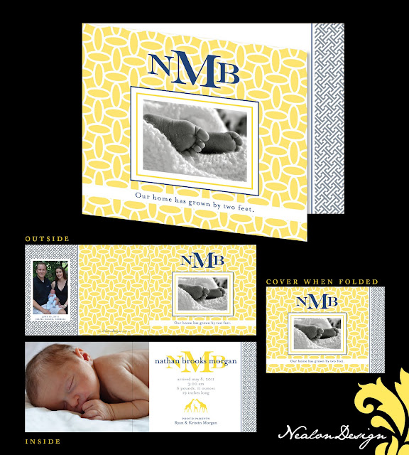 Nealon Design: "NATHAN" — Folded Pattern Birth Announcement