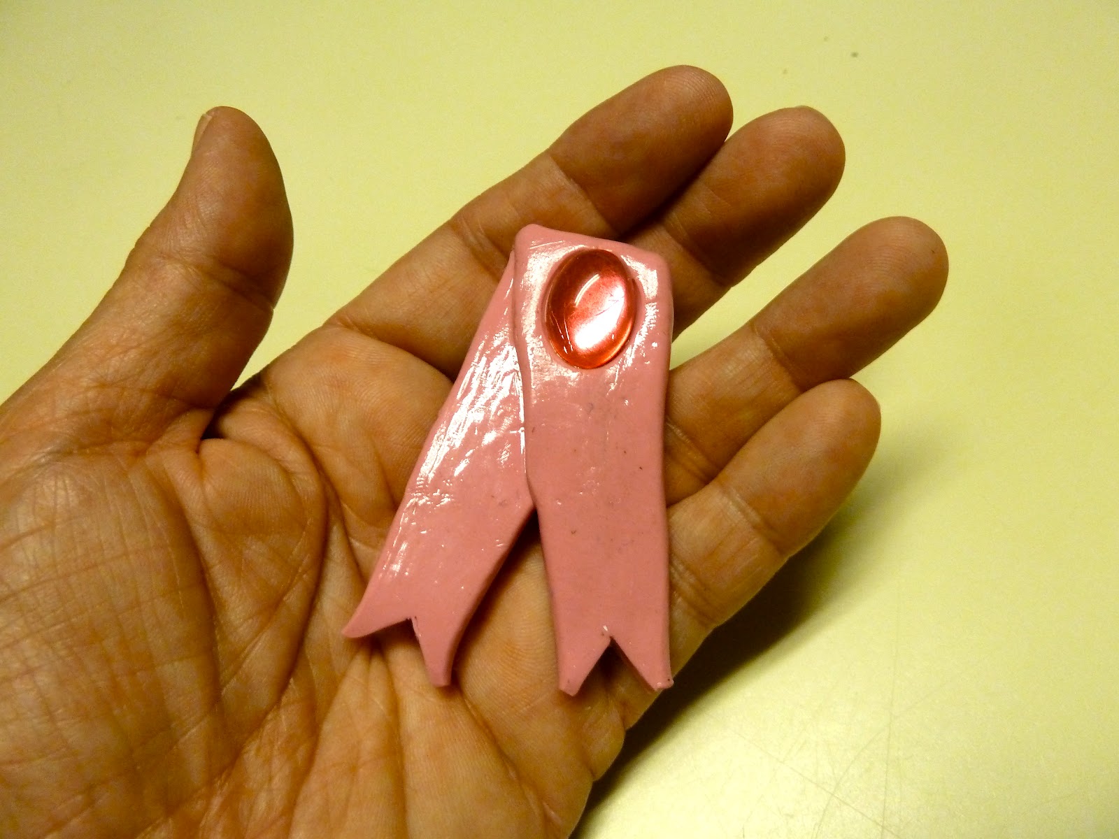 Make it easy crafts: Easy Polymer clay pin for Breast Cancer awareness