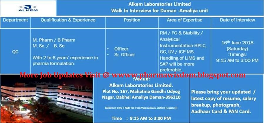 PHARMA WISDOM: Alkem Laboratories Ltd - Walk-In Interviews for Quality ...