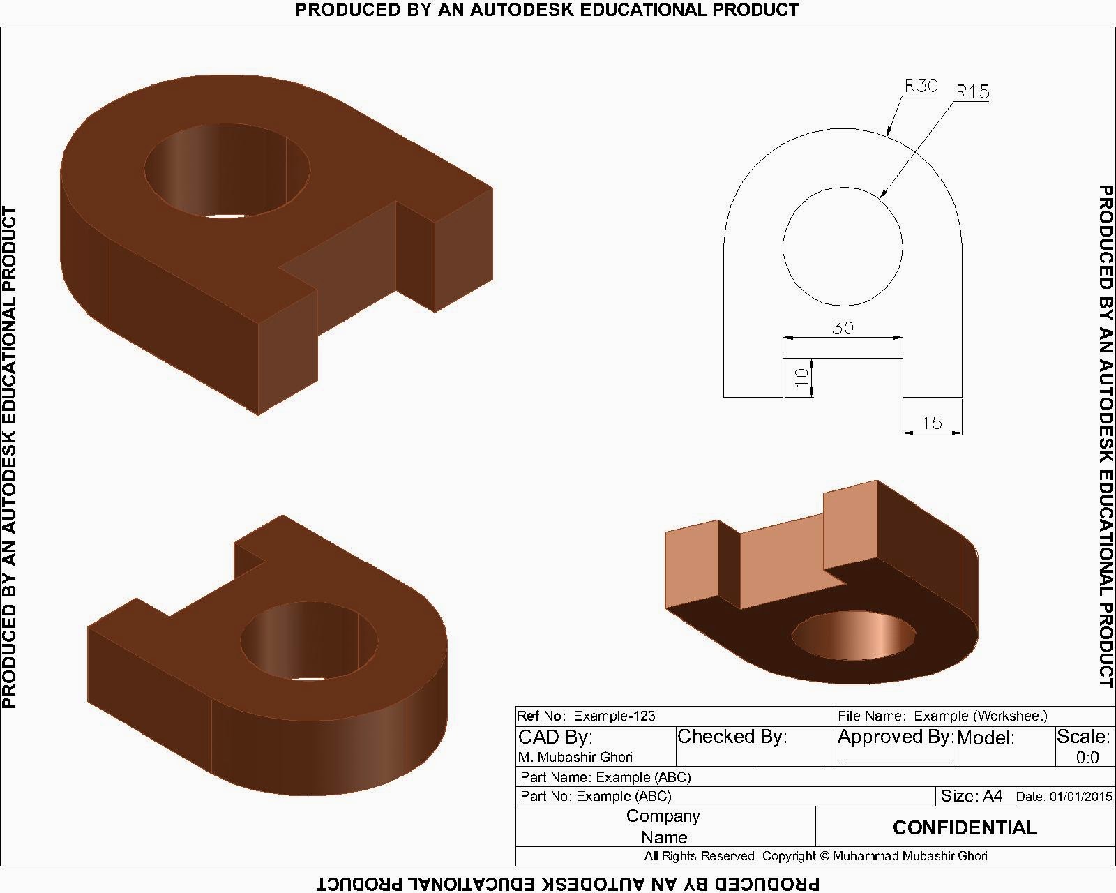 Muhammad Mubashir Ghori: AutoCAD Learning Drawing # 18 (2D / 3D)