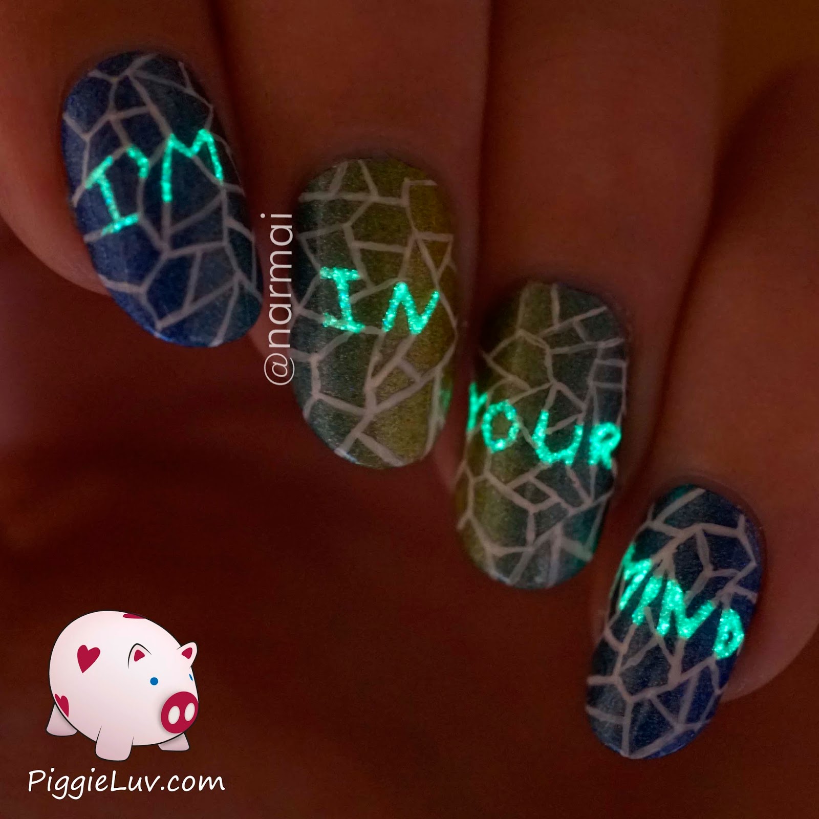 PiggieLuv: Mosaic nail art with hidden message