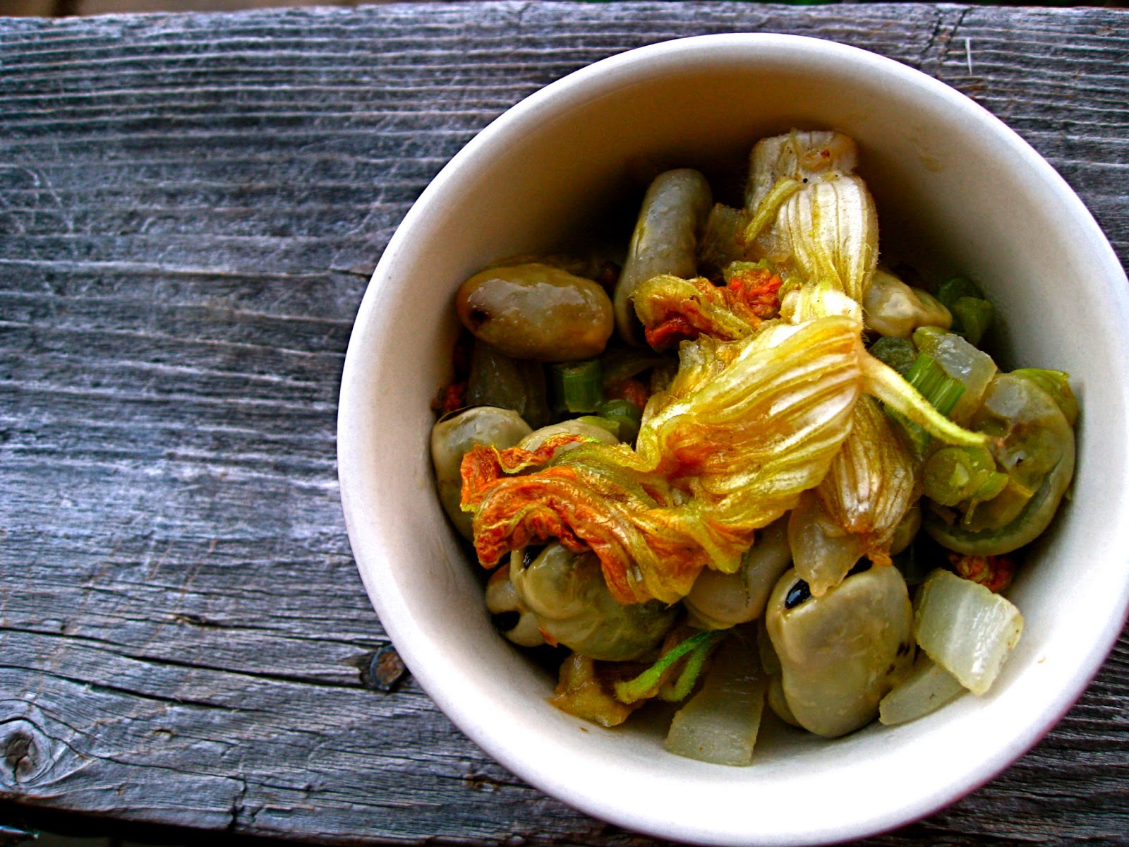 My Munchable Musings: What's Cooking: Favas and Flowers