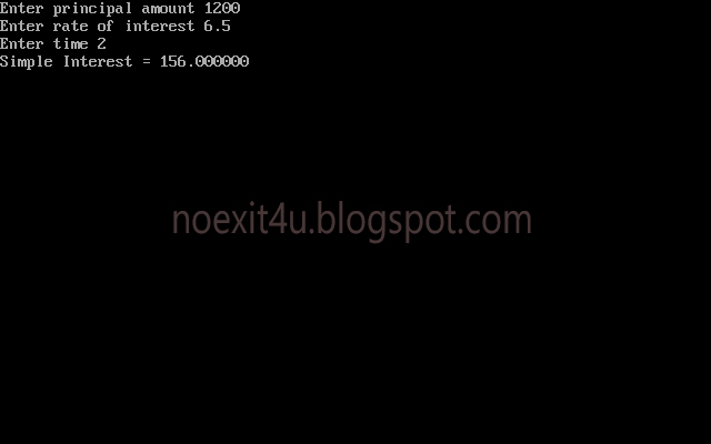 C Program To Calculate Simple Interest ~