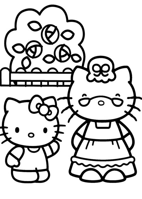 Familia Hello Kitty - Desenhos preto e branco para colorir