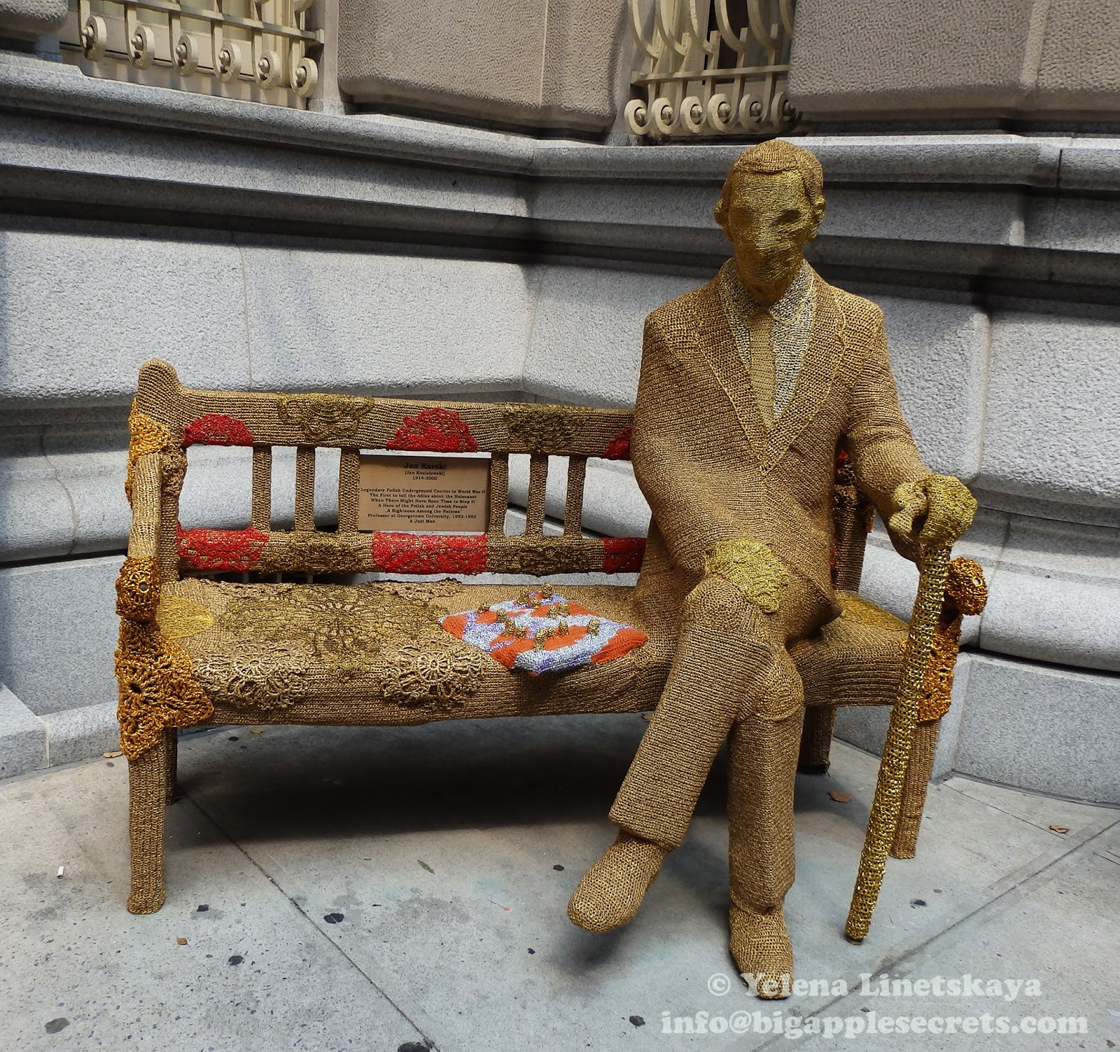 Big Apple Secrets: Jan Karski bench and Polish artist Olek