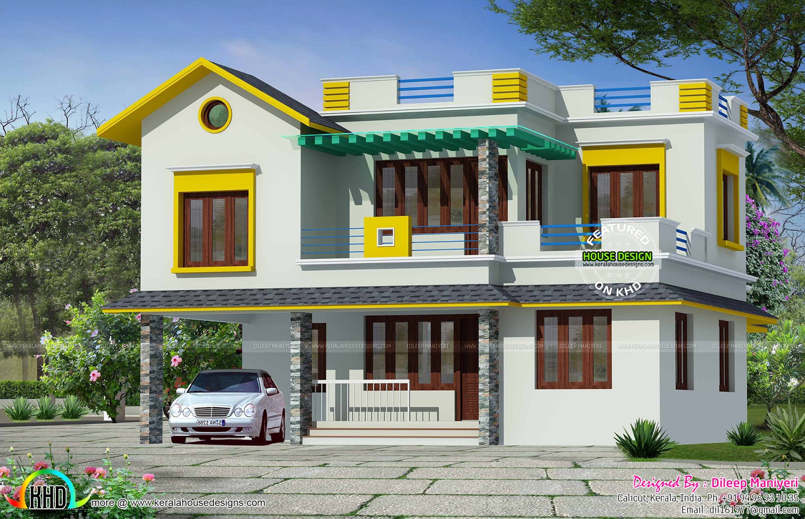 Mix modem and slope roof - Kerala Home Design and Floor Plans - 9K ...