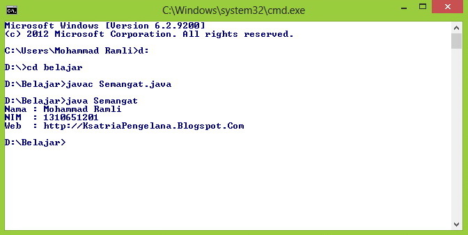 Cara menjalankan program java di Command Prompt - Ksatria Pengelana