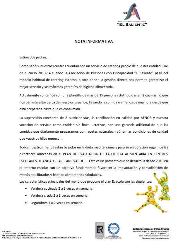 E.I. Municipal Albox: NOTA INFORMATIVA