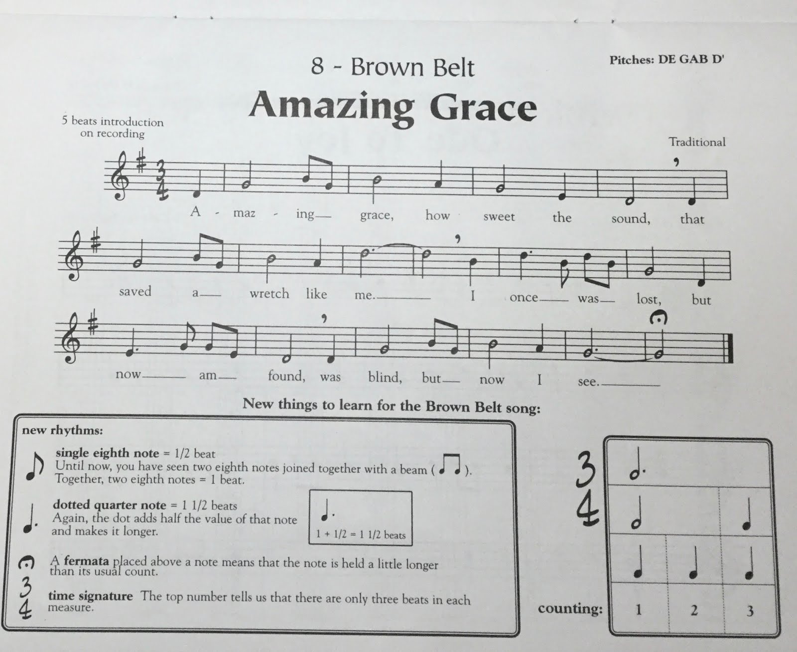 Crestview Recorder Karate: Brown Belt - Amazing Grace