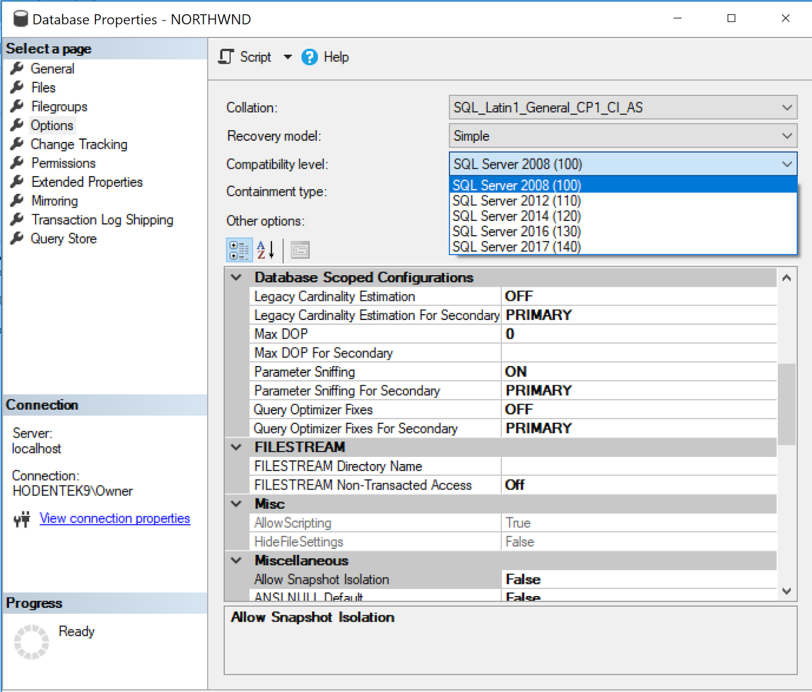 Hodentek: Compatibility level of SQL Server Hodentek: Compatibility level of SQL Server