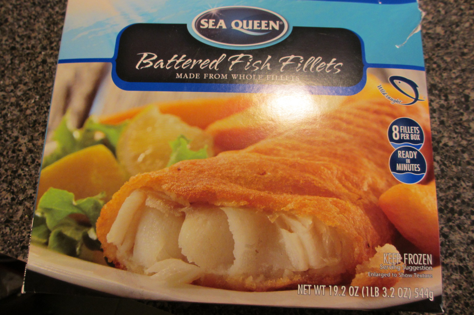 Dinner's Ready: Veggies and Breaded Fish Filets and Bean Salad