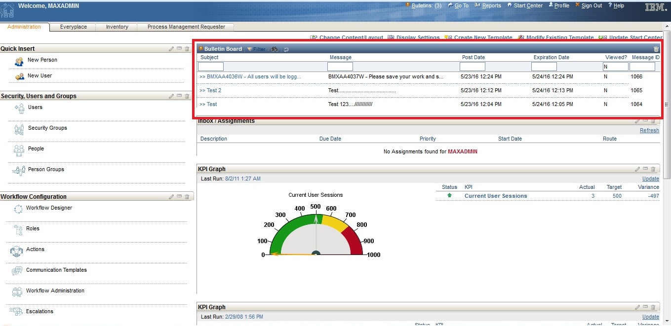 Ibm Maximo Tips Adding Bulletin Board Message Id Field On Maximo Start Center