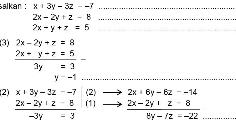 Sistem Persamaan Linier Tiga Variabel
