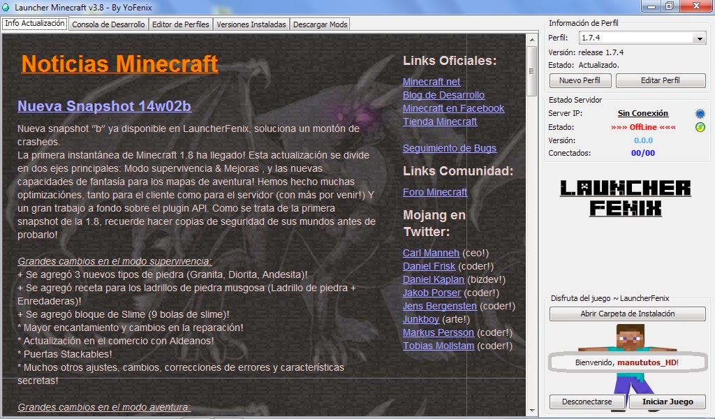manututos: MINECRAFT PIRATA (launcher fenix)