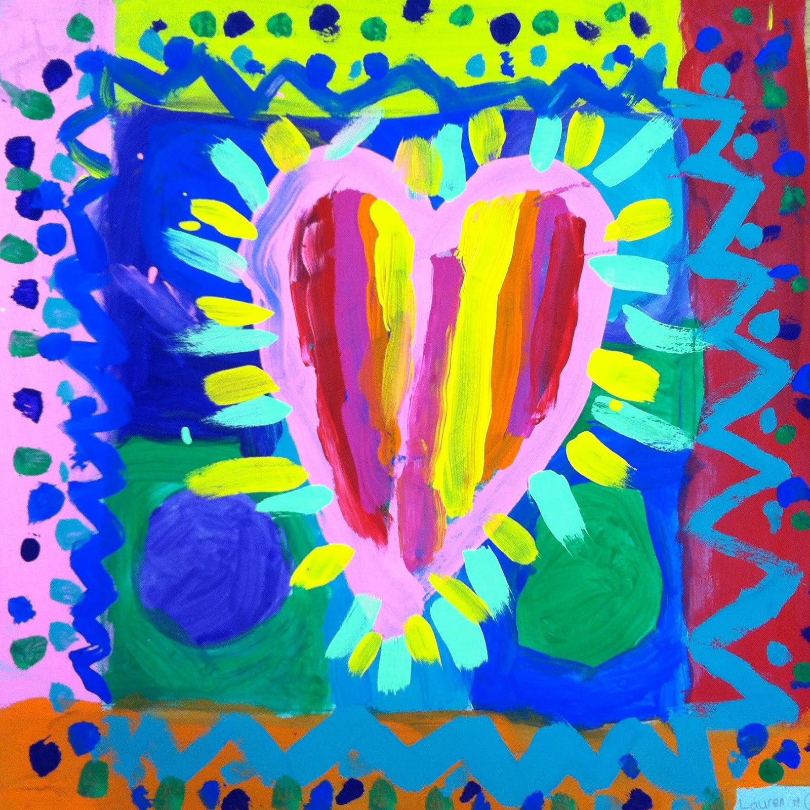 ART with Mrs. A: First Grade Warm and Cool Heart Paintings