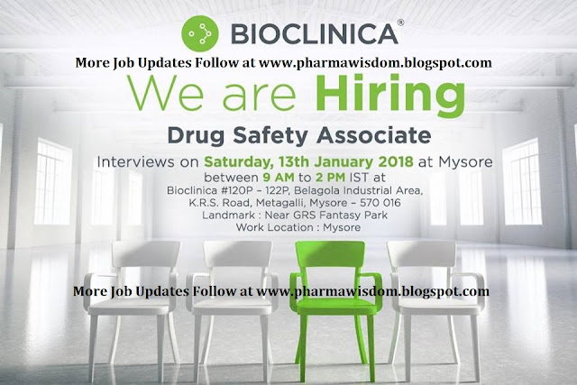 BIOCLINICA - Walk-In Interviews on 13th Jan, 2018 @ Mysore - PHARMA WISDOM