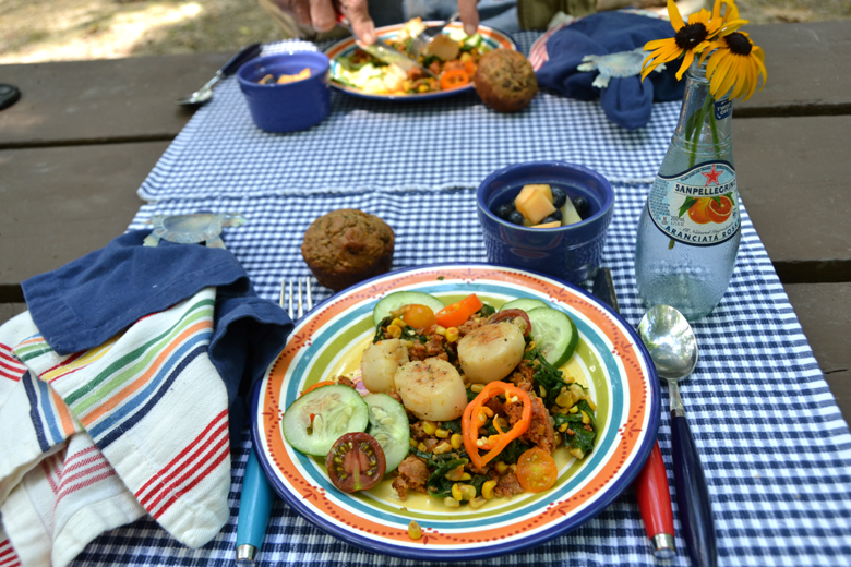 cindyshealthymeals: Sunday Picnic with Scallop, Corn & Sausage Salad