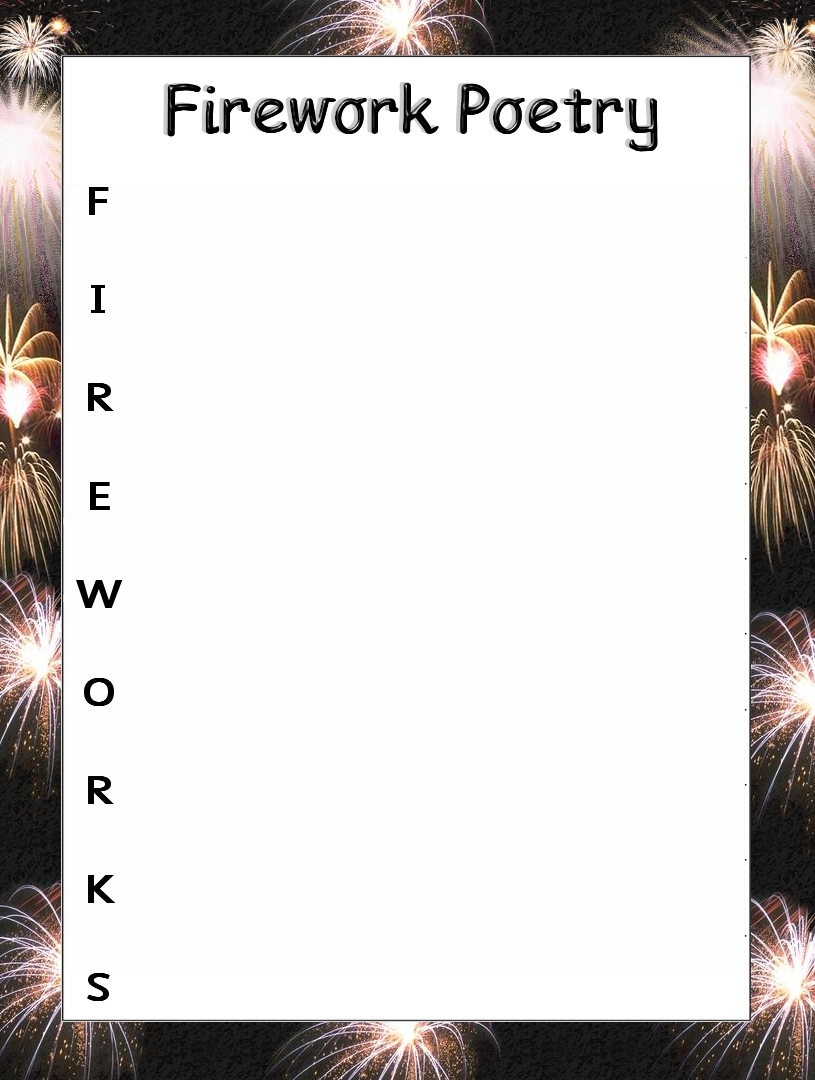 Debbie's Resource Cupboard: Firework acrostic poetry
