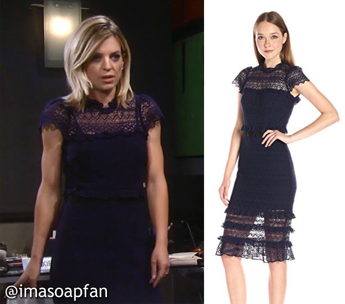 Maxie Jones's Blue-Purple Lace Midi Dress - General Hospital, Season 54 ...