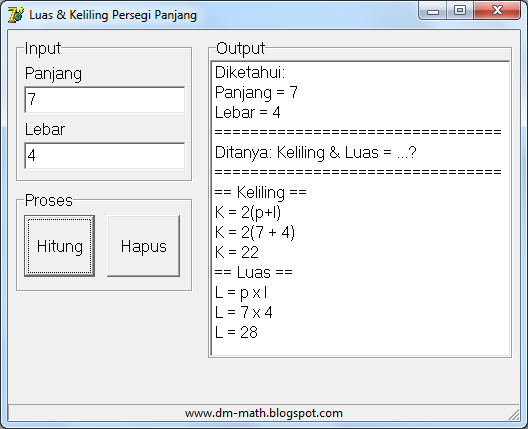 Cara Membuat Aplikasi Luas dan Keliling Persegi Panjang Menggunakan Delphi - Pustaka Matematika
