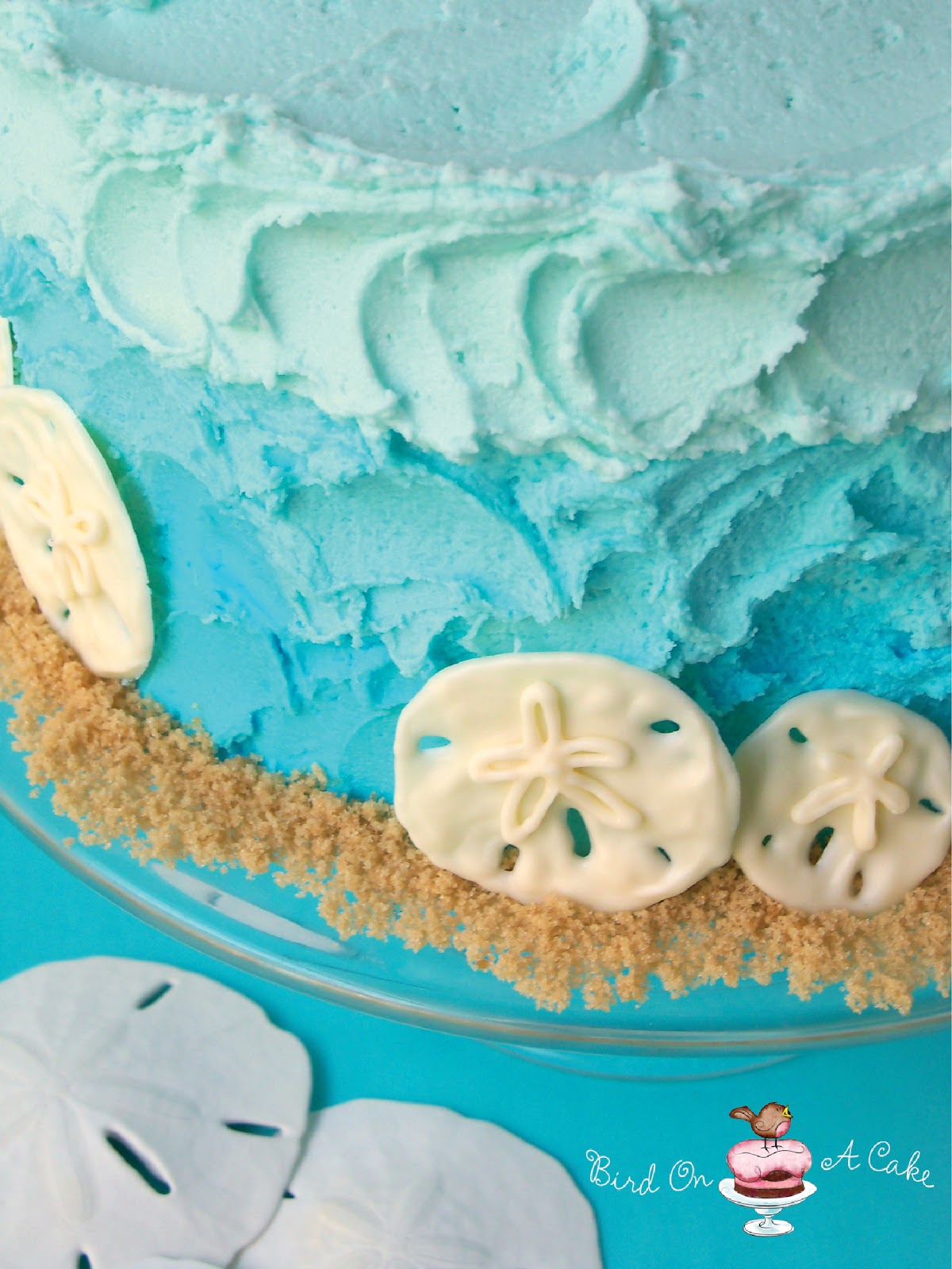 Bird On A Cake: Ombre Beach Cake with Sand Dollars