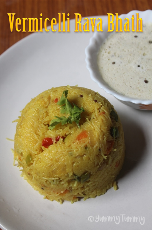 Vermicelli Rava Bhath Recipe - Rava Semiya Khichdi Recipe (Upma Recipe ...