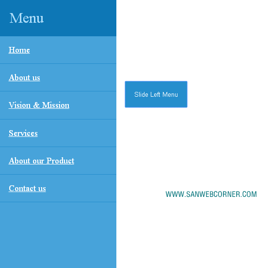 Left Slide Menu Using Jquery